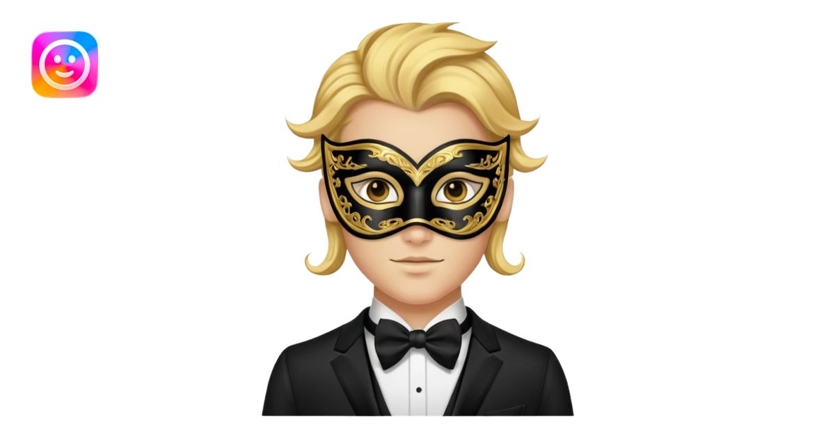 gold masquerade mask with lilia emoji | AI Emoji Generator