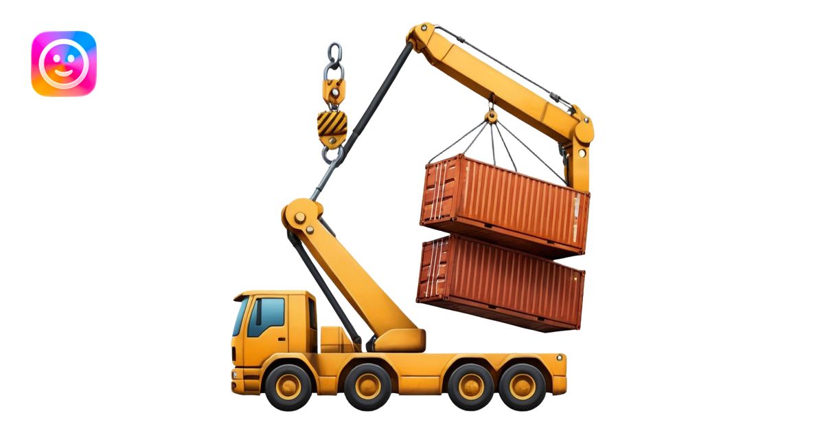 Container being lifted by a large machine, import. emoji | AI Emoji ...