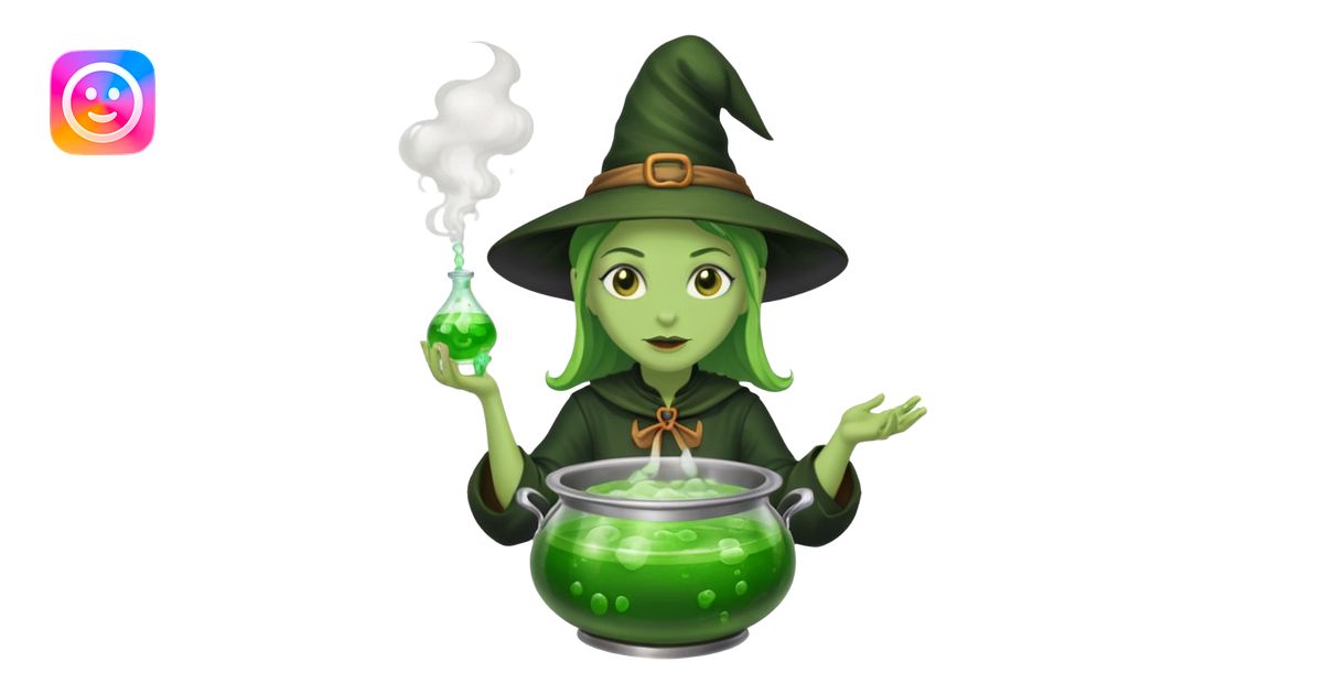 green witch cooking potion emoji | AI Emoji Generator