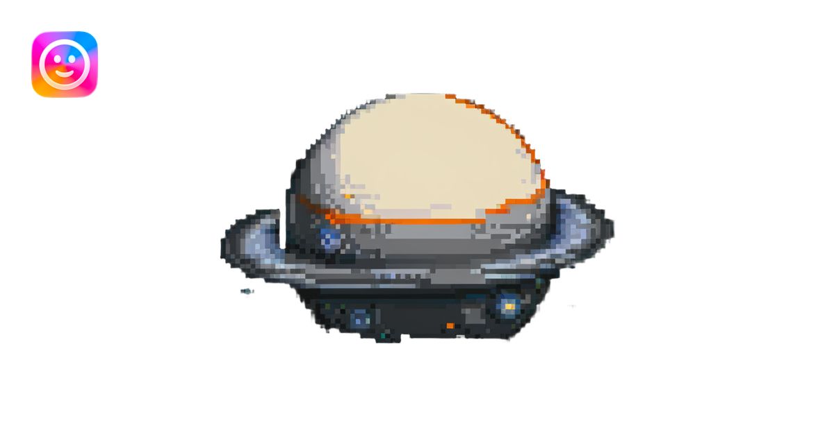 Pixel art Saturn planet in greyscale illustration | AI Emoji Generator