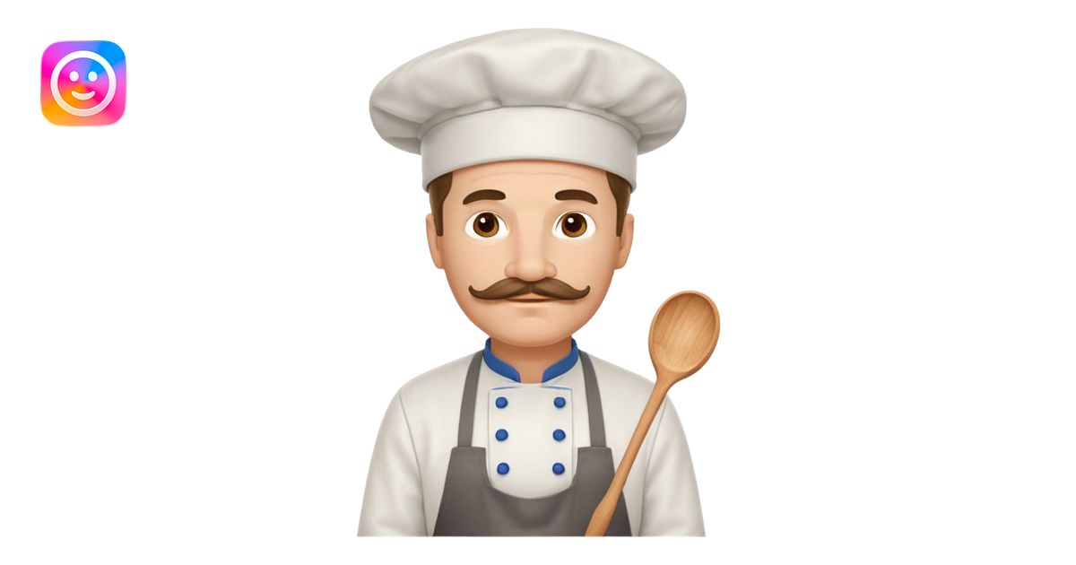 French cook, man, moustache, white man emoji | AI Emoji Generator