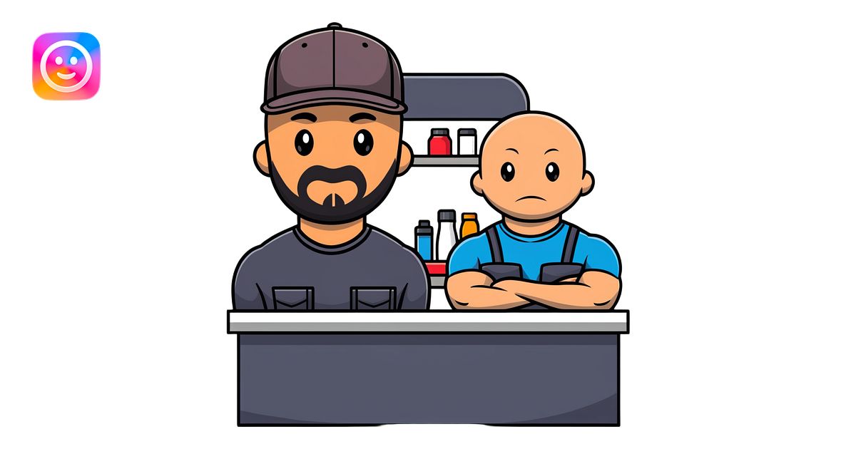 Bald heavyset Hispanic man, and a muscular bald guy in trucker hat ...