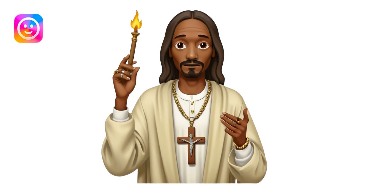 Snoop dogg Jesus style artwork with blunt in both hands emoji | AI ...