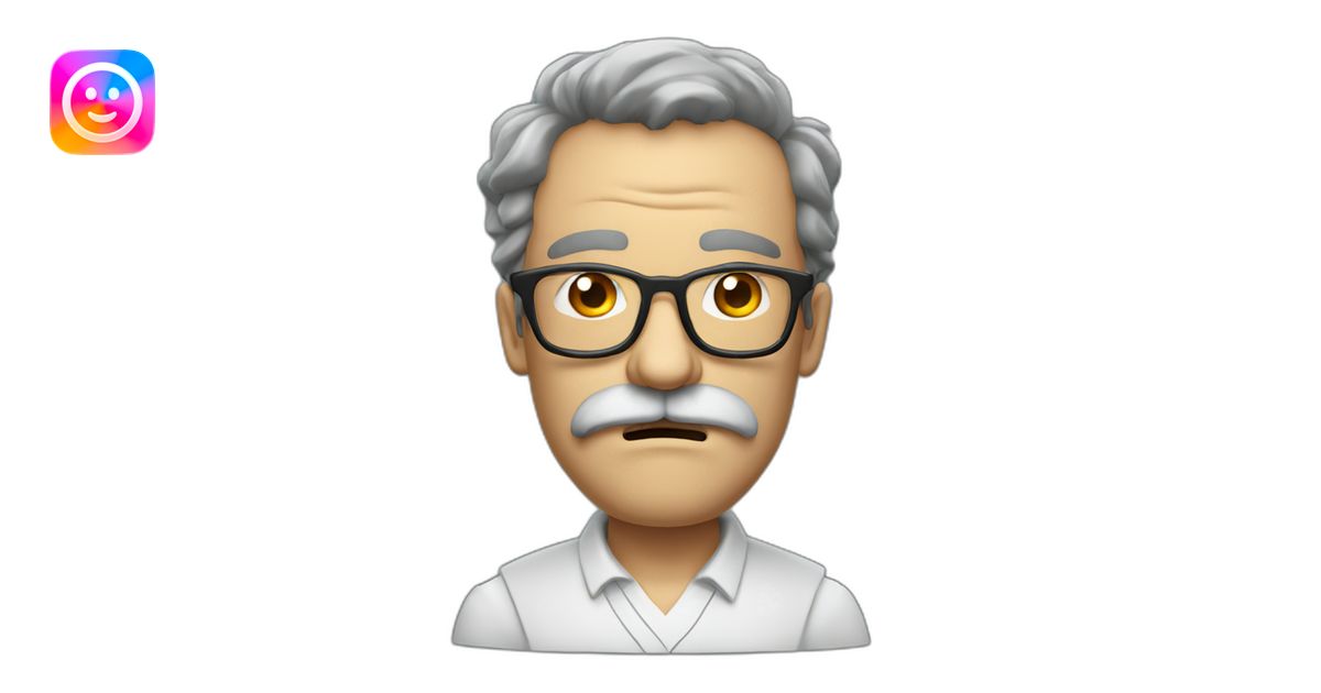 angry professor with glasses and moustache and beard neck emoji | AI ...