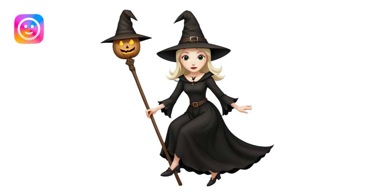 wicked looking witch flying high in the air on a broom emoji | AI Emoji ...