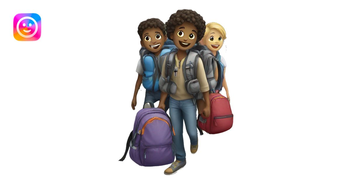 happy kids with backpacks emoji | AI Emoji Generator