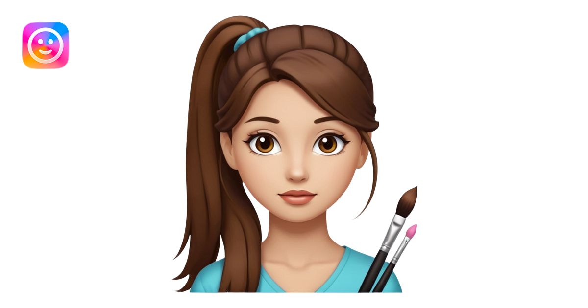 pretty girl brown long hair makeup ponytail emoji | AI Emoji Generator