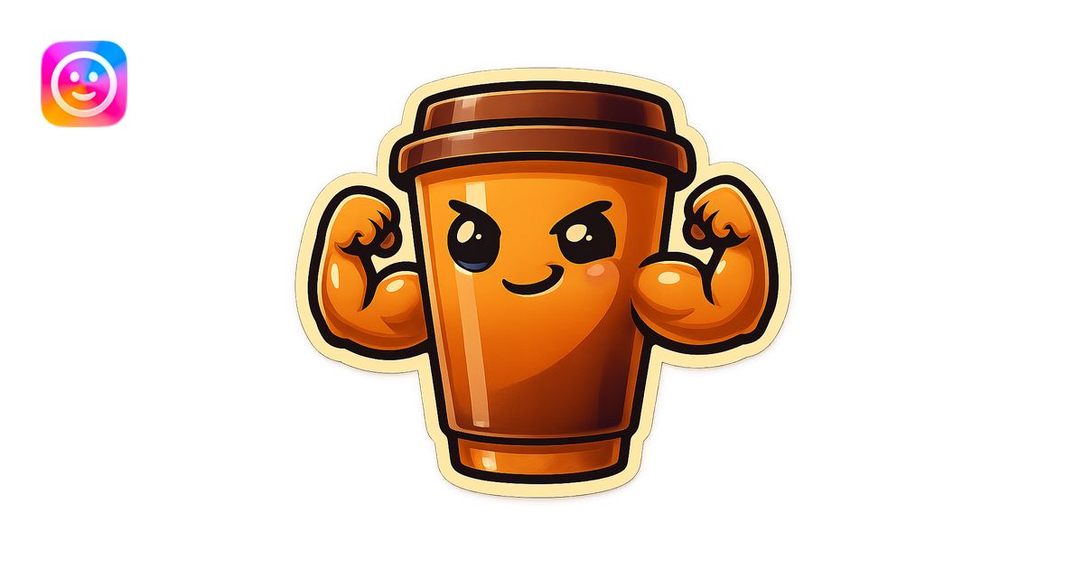Tall coffee cup, showing off muscles, smirking, flirty emoji | AI Emoji ...