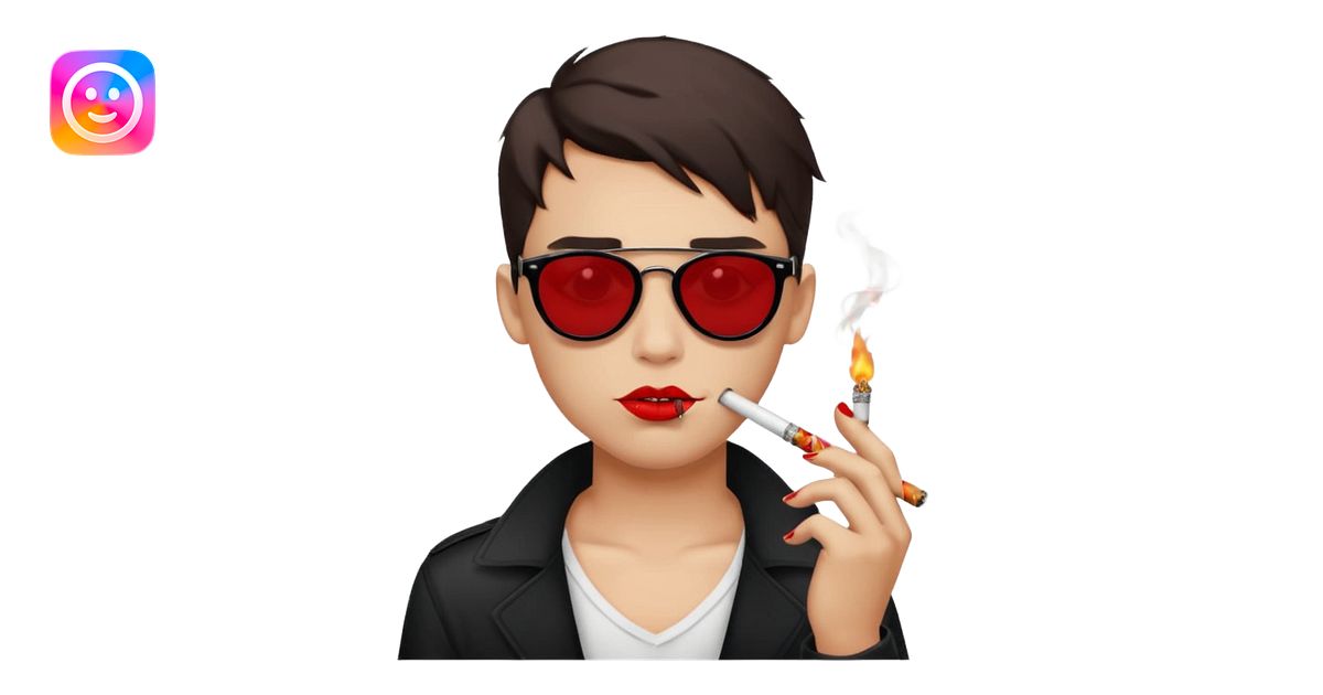 boy with piercing sunglasses blood smoking cigarette black lips emoji ...