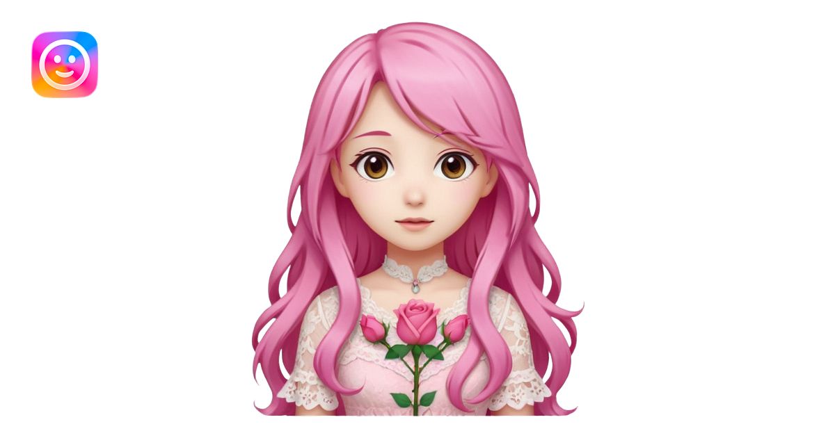 pastel anime woman with pink and white lace dress full body and long ...