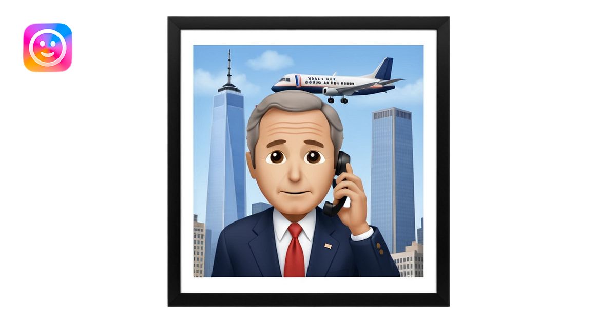 emoji of the world trade center with a plane crashed into it and george ...