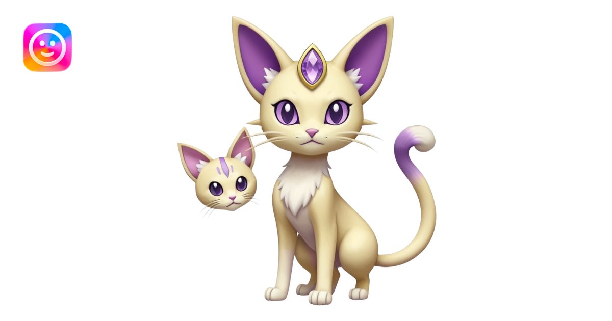 Meowth-Espeon-Pokémon-Fakémon-hybrid-creature (full body) emoji | AI ...
