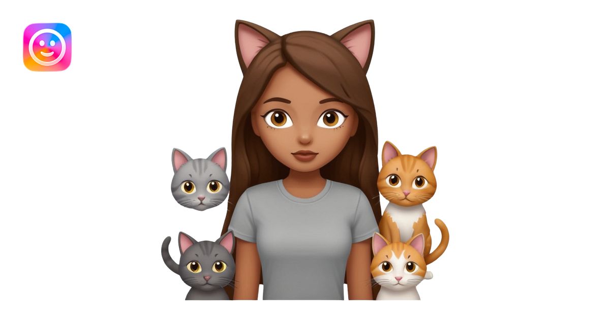 a pretty bratz dusky girl with long brown hair with six cats nd wearing ...