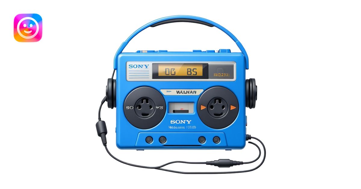 Blue Sony Walkman portable cassette player from the 1980s with ...