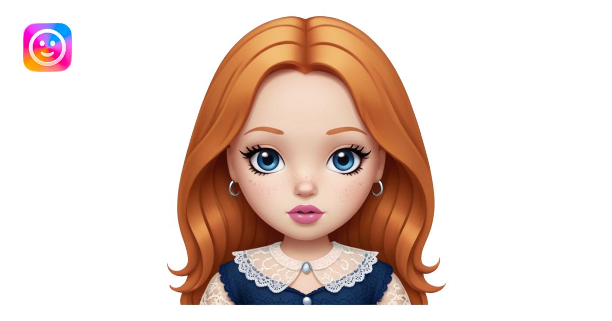 big fat, pretty bratz girl, ginger straight hair, freckles, dark blue ...