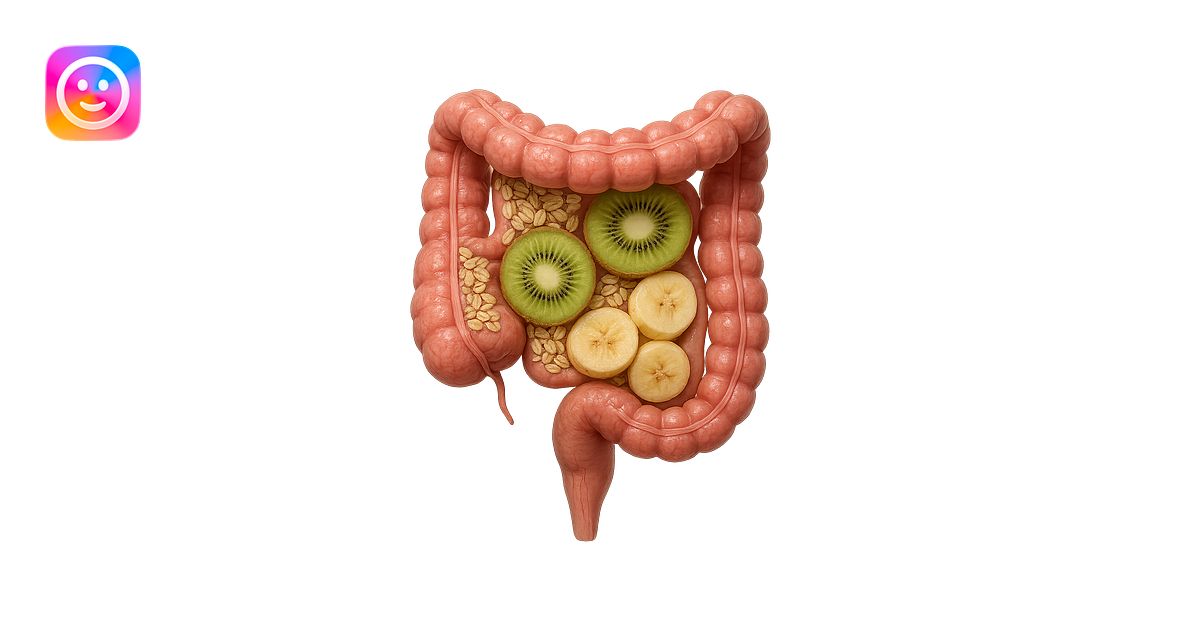 avena, kiwi e banana all'interno di un colon umano anatomico realistico ...