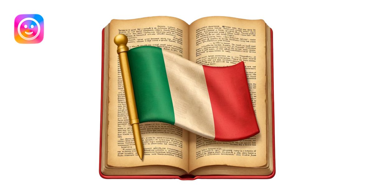 italian flag on dictionary emoji | AI Emoji Generator