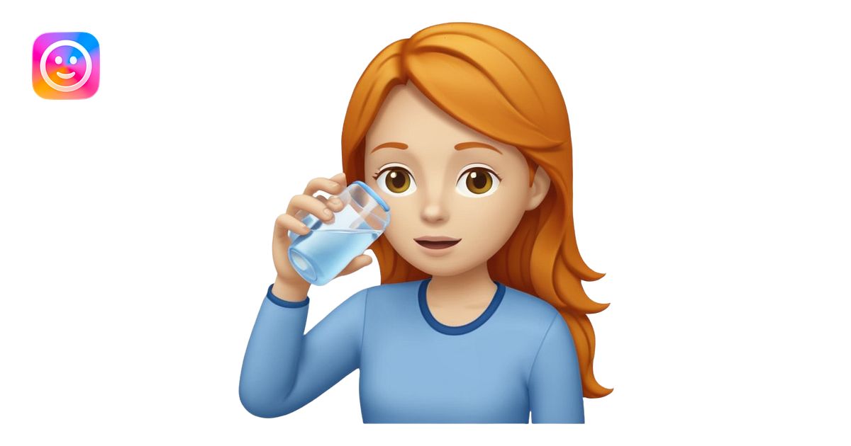 basic ginger woman drinking water emoji | AI Emoji Generator