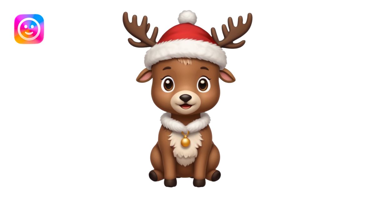 reindeer baby cute, full body christmass cap emoji | AI Emoji Generator
