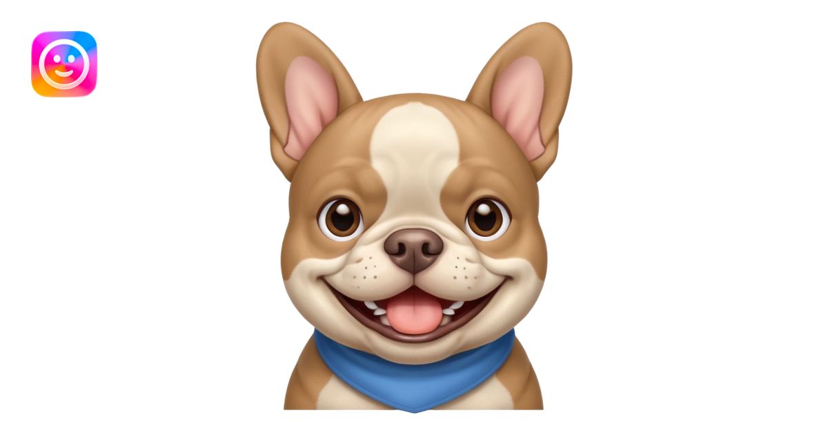 blue tan french bulldog smiling emoji | AI Emoji Generator