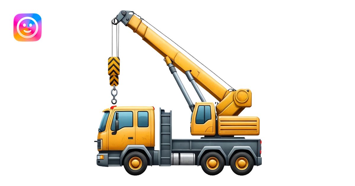 Create a crane truck with a long extendable arm lifting materials ...