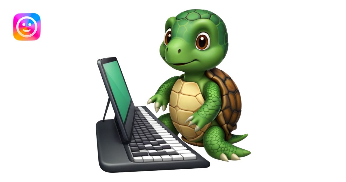 Turtle typing on a keyboard emoji | AI Emoji Generator