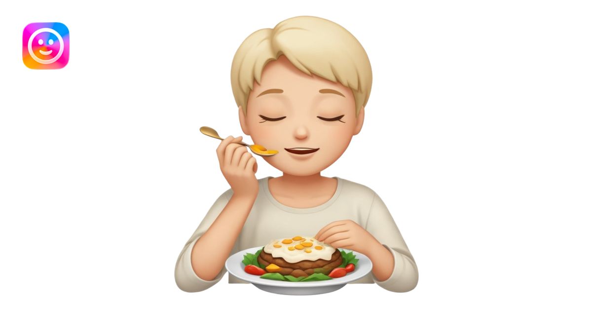 person with closed eyes and blissful expression enjoying delicious food ...