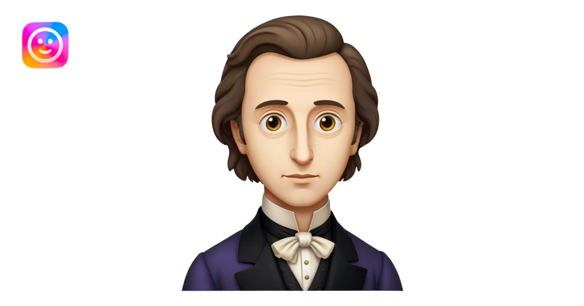 Cinematic Realistic Chopin Portrait Emoji, depicted as an introspective ...