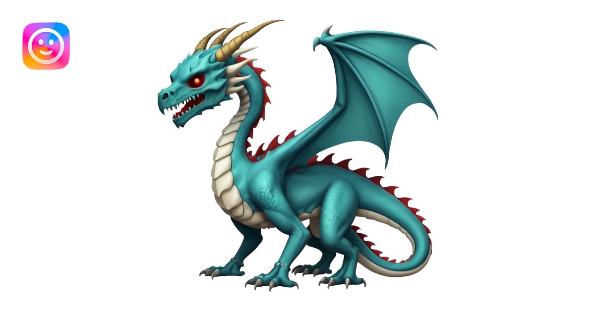 Skull-faced dragon, full body emoji | AI Emoji Generator