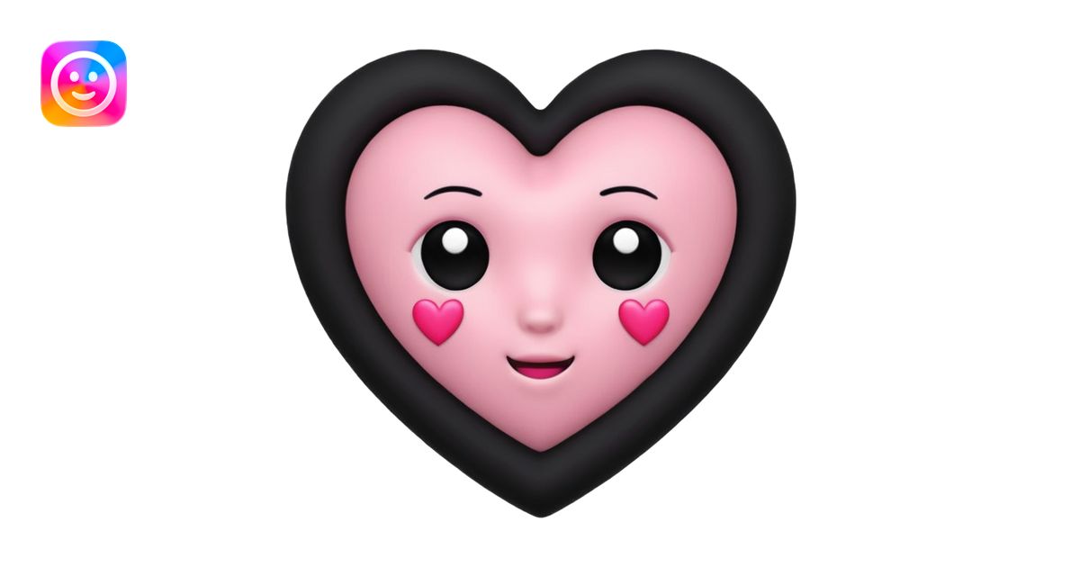 realistic 3d soft cute blackpink goth heart emoji | AI Emoji Generator