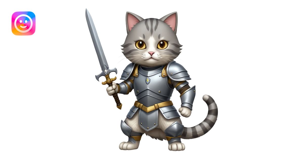 cat ares has battle armor. dynamic pose emoji | AI Emoji Generator