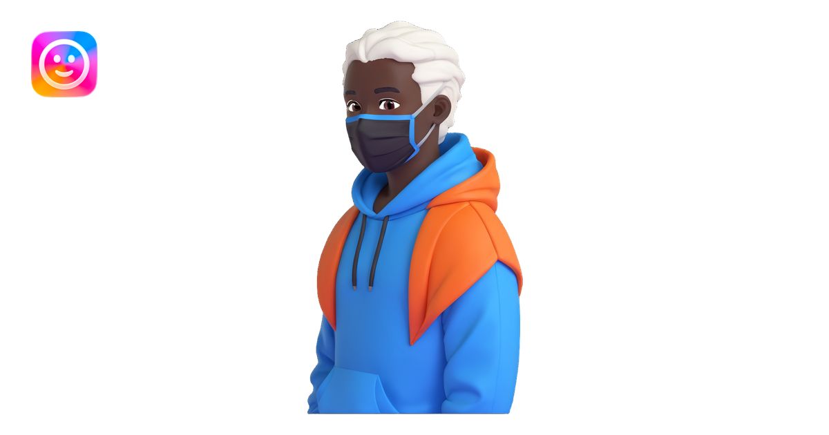 Discord emoji of a Black-skinned man with white hair and a little bit ...