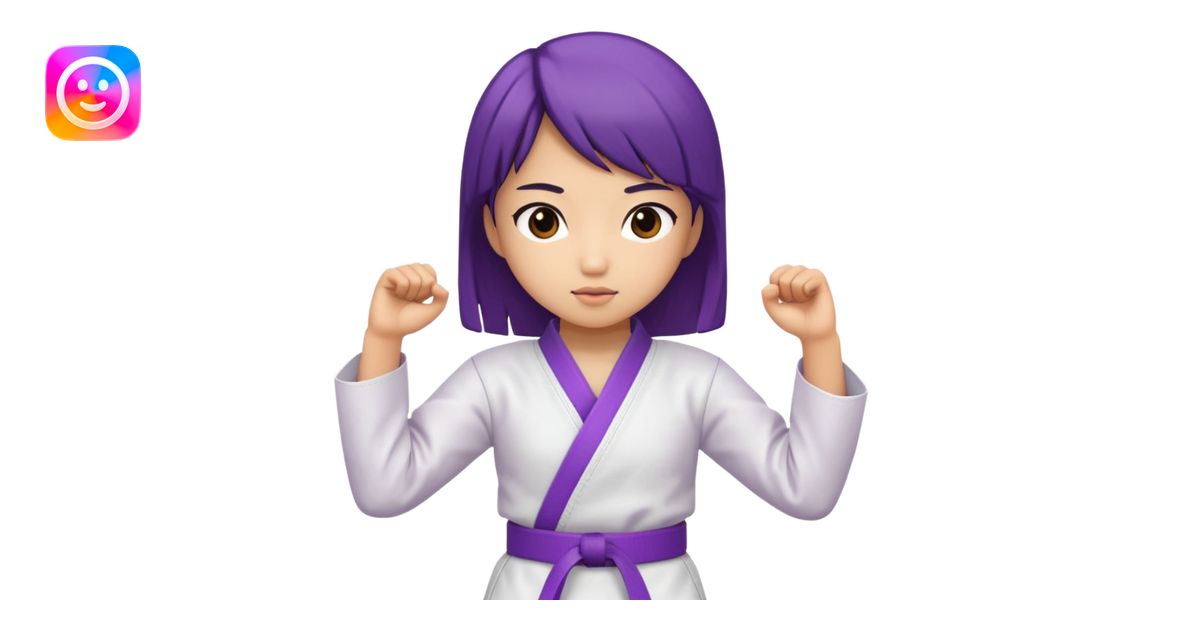 karate girl with violet belt emoji | AI Emoji Generator