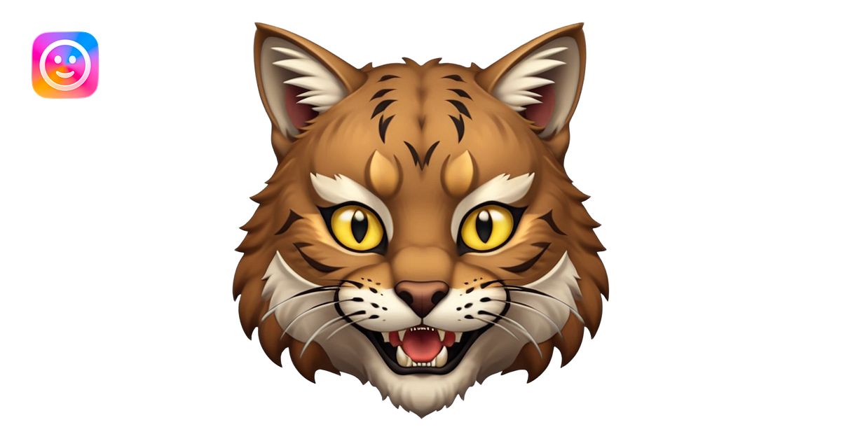 Bobcat with long upper fangs emoji | AI Emoji Generator