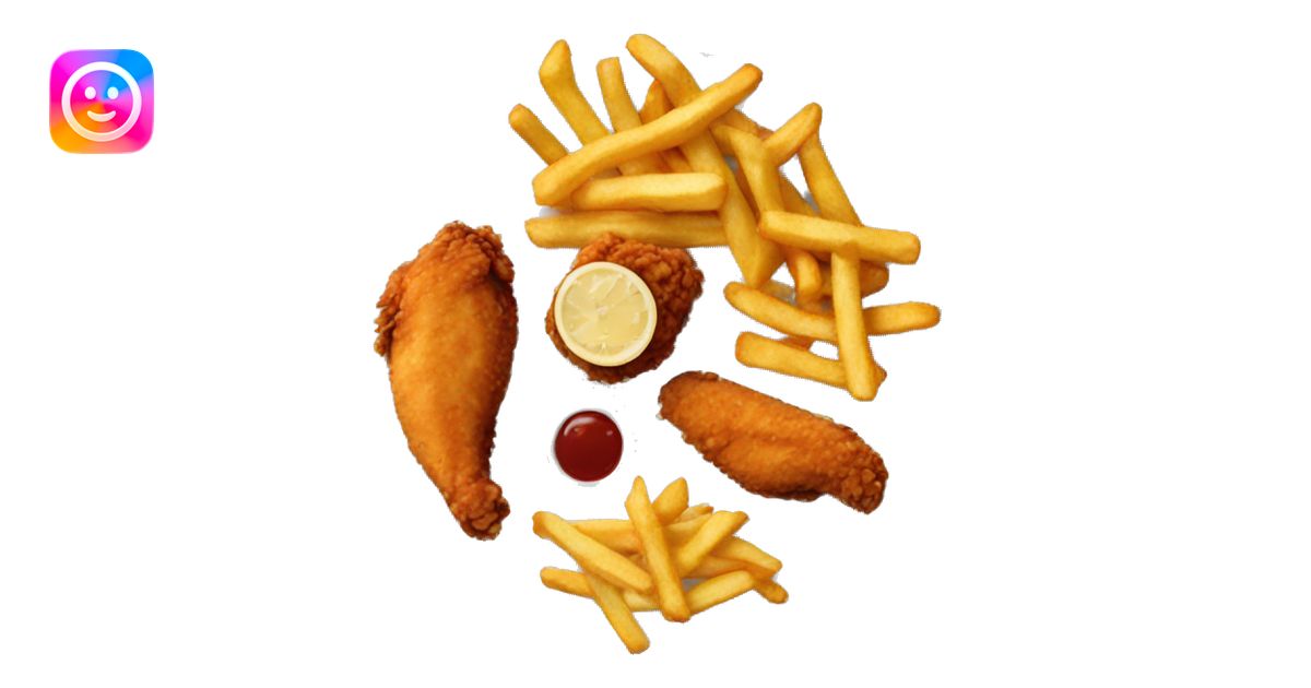Chicken tenders and fries on a plate emoji | AI Emoji Generator