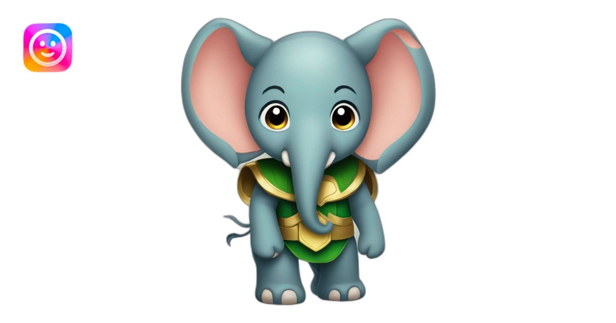 Elephant in Loki costume with horns marvel detail emoji | AI Emoji ...