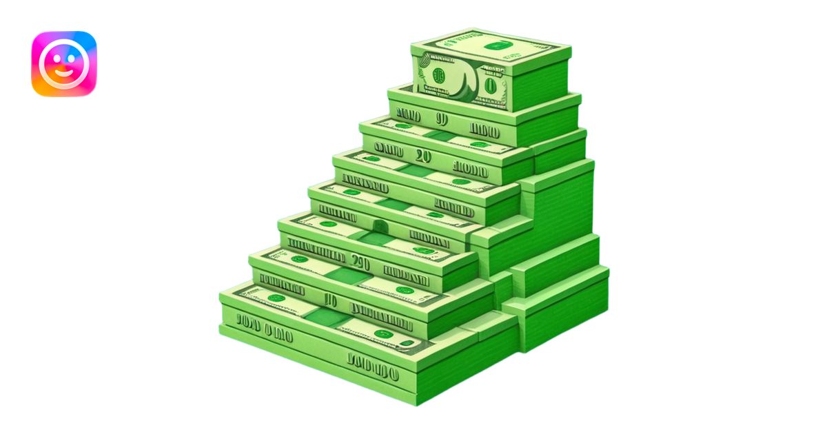 A three-level podium made entirely of stacked banknotes, rising from ...