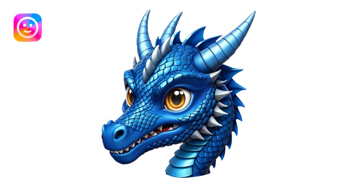 Dragón color negro ojos azules emoji | AI Emoji Generator