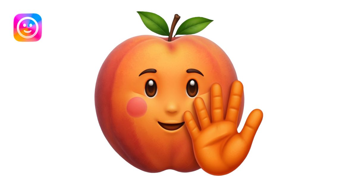 Peach emoji with hand print on it emoji | AI Emoji Generator