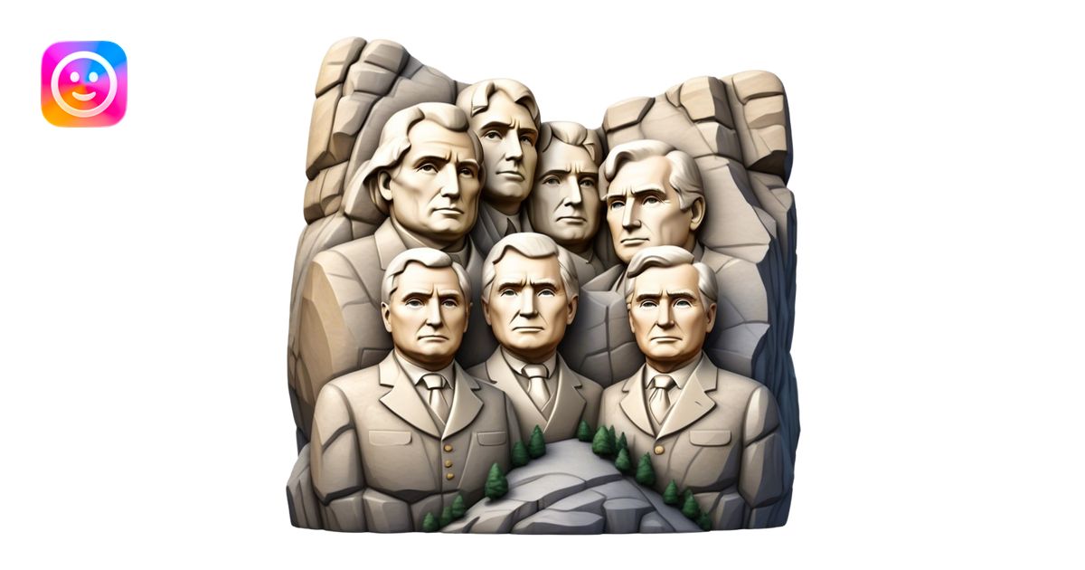 Cinematic Realistic Mount Rushmore Landmark Emoji, featuring the carved ...