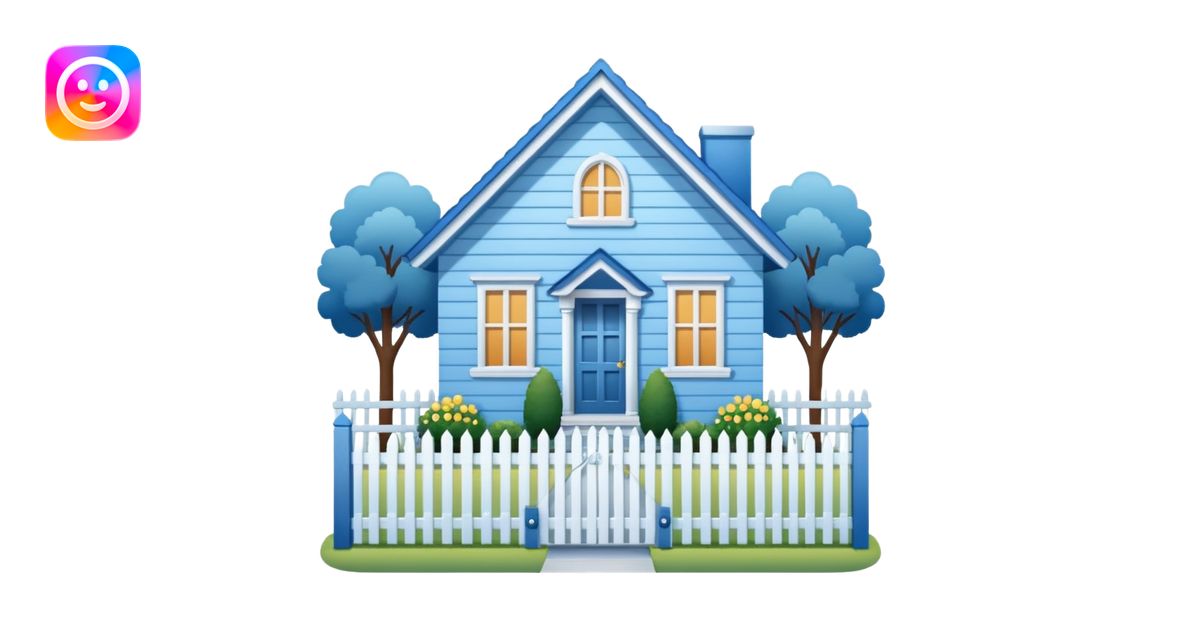 Blue house cute emoji | AI Emoji Generator
