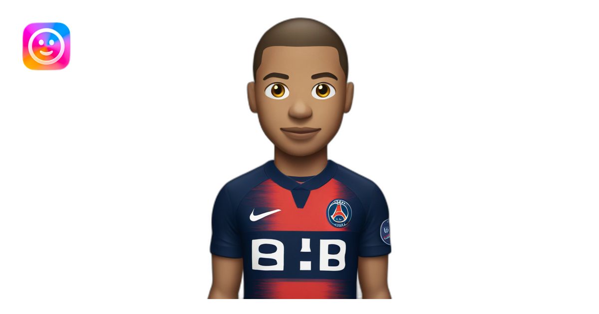 Kylian Mbappe with psg jersey emoji | AI Emoji Generator