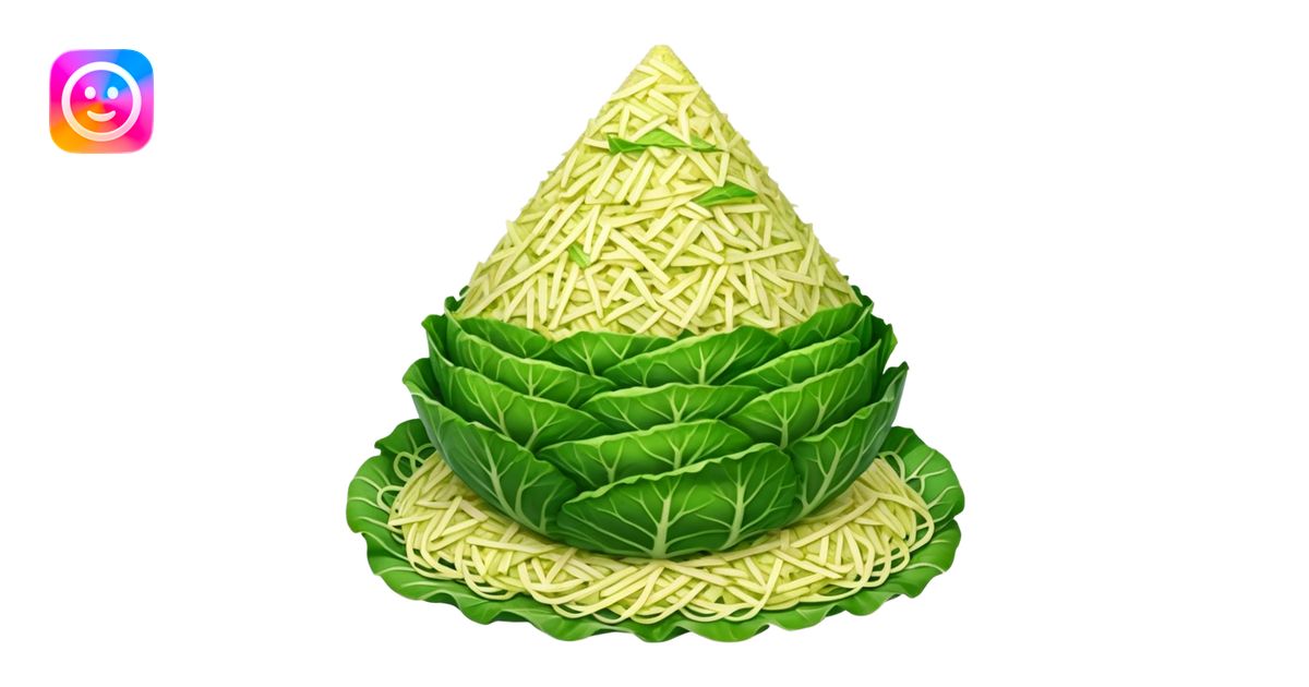 a big pyramid shape pile of grated cabbage emoji | AI Emoji Generator