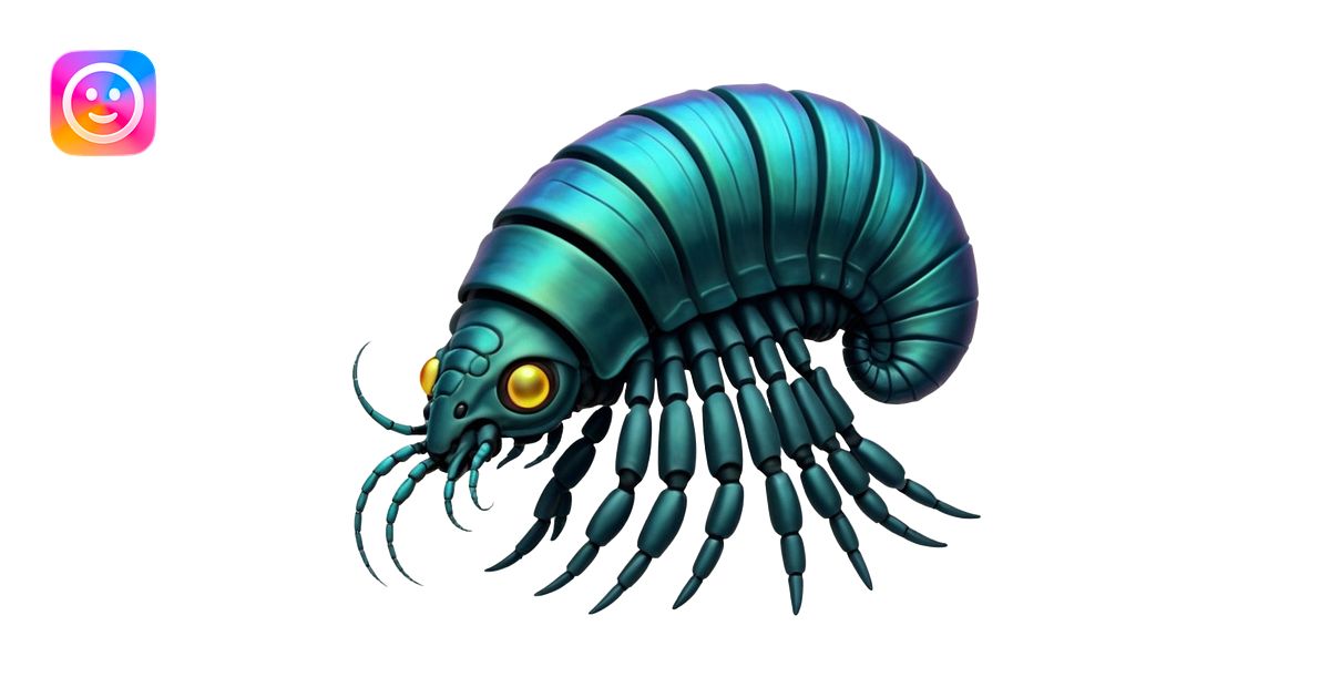 An iridescent, chitinous trilobite with glowing cyan eyes pulses ...