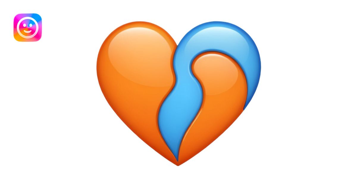 Half blue half orange heart split vertically emoji | AI Emoji Generator