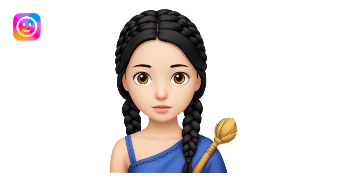 Girl with black braid on one shoulder emoji | AI Emoji Generator