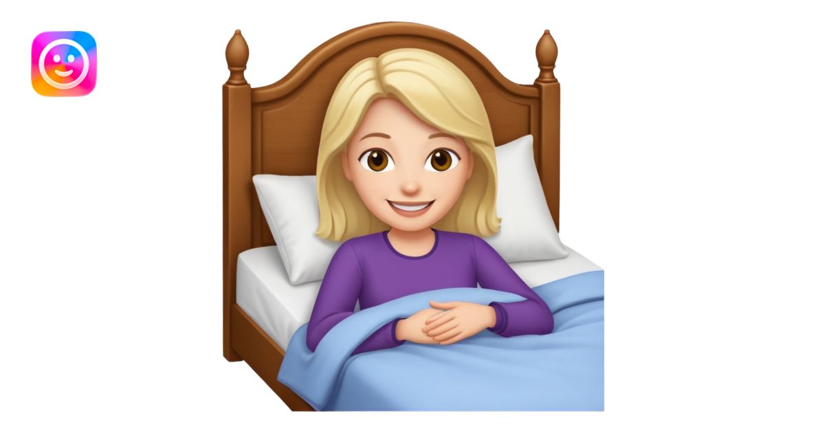 Creer emoji de une femme dans un lit heureuse emoji | AI Emoji Generator