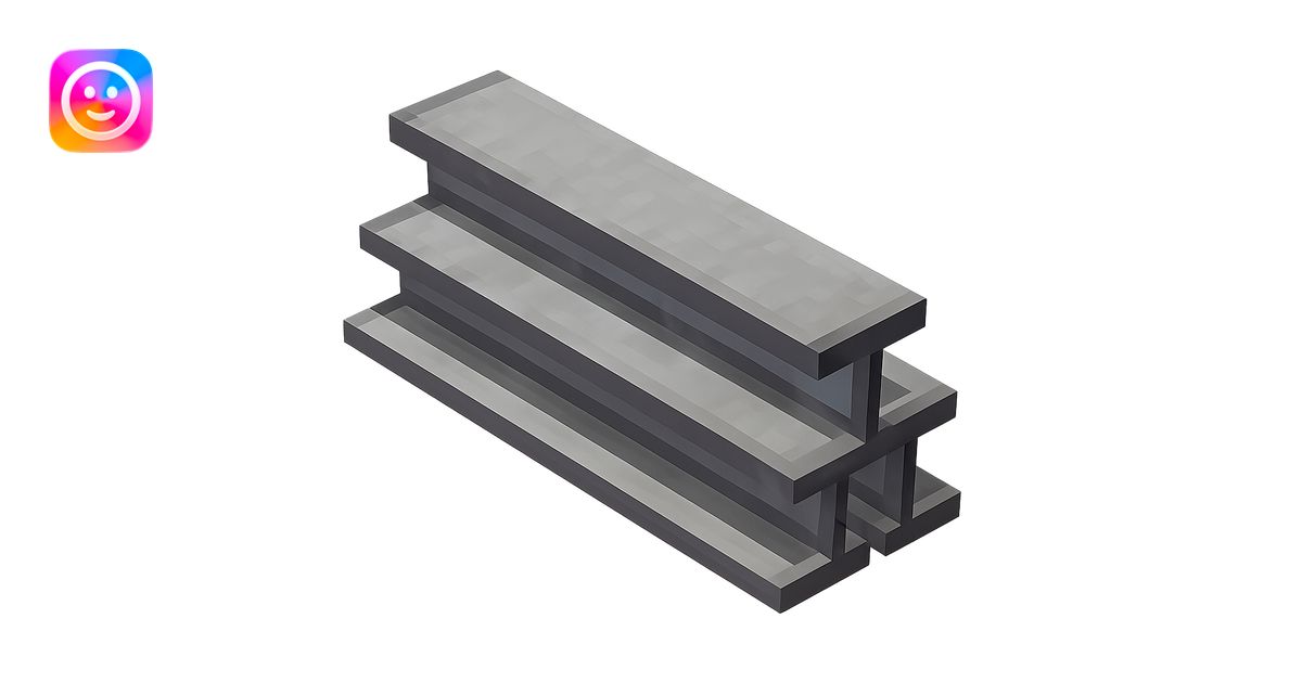 Edit the image to show three long steel I-beams in an isometric 3D view ...
