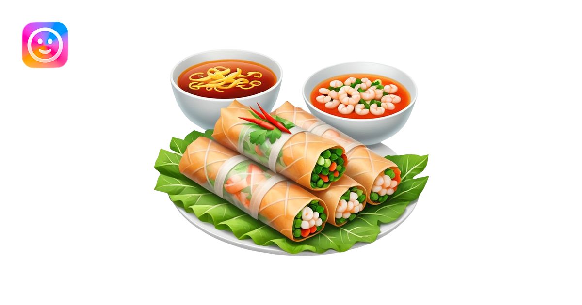Vietnamese spring roll with shrimp, make it closed/fully wrapped emoji ...