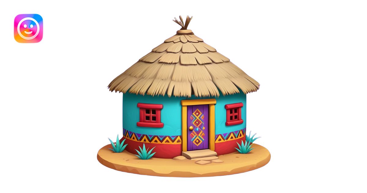 African mud hut tribal house, round adobe clay hut, thatched roof ...